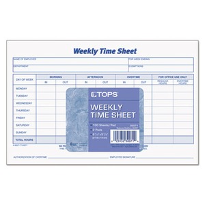 Tops Weekly Time Sheets - TOP30071 - Shoplet.com