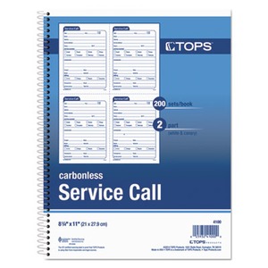 Tops Service Call Book - TOP4100 - Shoplet.com