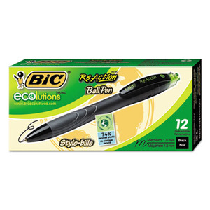BIC Ecolutions ReAction Retractable Ballpoint Pen - BICCPGE11BK ...