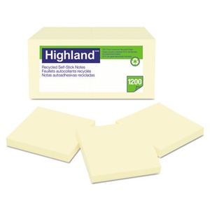 Highland Recycled Self Stick Notes - MMM6549RP - Shoplet.com
