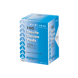 Dynarex Sterile Gauze Pad 3" x 3", 12-Ply - DX3353 - Shoplet.com