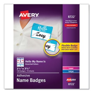 Avery Flexible Adhesive Name Badge Labels - AVE8722 - Shoplet.com