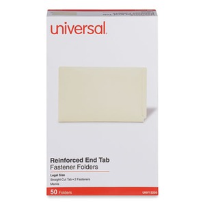 Universal Reinforced End Tab Fastener Folders - UNV13220 - Shoplet.com