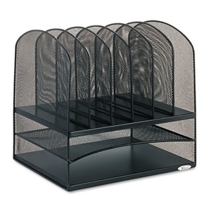 Safco Onyx Mesh Desk Organizer with Two Horizontal and Six Upright ...
