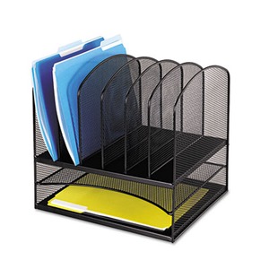 Safco Onyx Mesh Desk Organizer with Two Horizontal and Six Upright ...