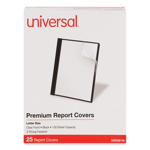 Universal Clear Front Report Cover with Fasteners - UNV56116 - Shoplet.com