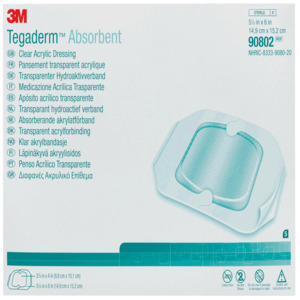 3m Tegaderm Clear Absorbent Acrylic Dressing 5-3/5" x 6-1/4" Oval ...