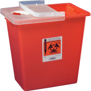 SharpSafety Sharps Container with Hinged Lid, Red, 8 Gallon - 688980 ...