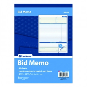Adams Bid Memo Book - ABFD8120 - Shoplet.com