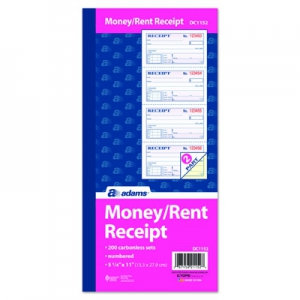 Adams Money/Rent Receipt Book - ABFDC1152 - Shoplet.com