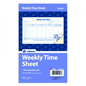 Adams Weekly Time Sheet - ABFNC9507 - Shoplet.com