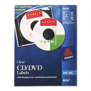 Avery CD/DVD Clear Glossy Labels for Ink Jet Printers - AVE8694 ...