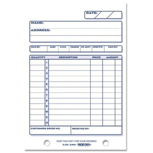 Rediform Sales Order Form, Carbonless, 2 Part, 8-1/2"x11", 50/Book ...