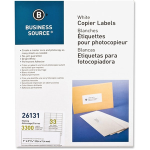 Business Source Bright White Copier Labels - BSN26131 - Shoplet.com