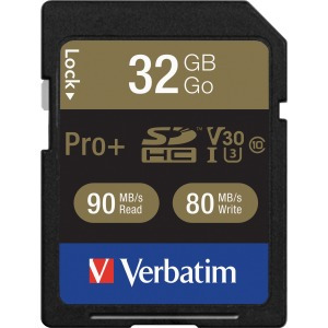 Verbatim 32GB Pro Plus 600X SDHC Memory Card, UHS-I V30 U3 Class 10 - VER49196 - Shoplet.com