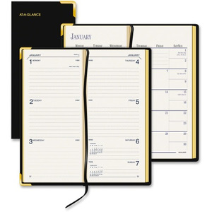 At-A-Glance Leather Fine Diary Weekly/Monthly Planner - AAG70111105 ...
