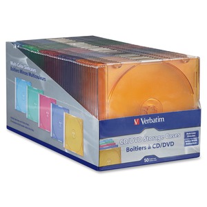 Verbatim CD/DVD Color Slim Jewel Cases, Assorted - 50pk - VER94178 ...