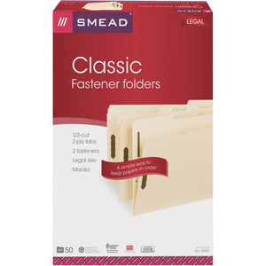 Smead 1/3 Tab Cut Legal Recycled Fastener Folder - SMD19537 - Shoplet.com