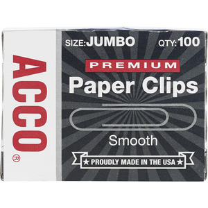 ACCO Premium Jumbo Smooth Paper Clips - ACC72500 - Shoplet.com