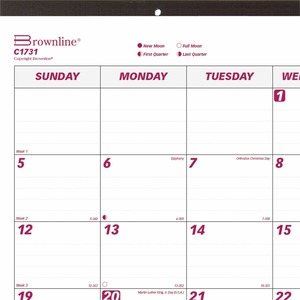 Brownline Professional Monthly Desk/Wall Calendar - REDC1731 - Shoplet.com