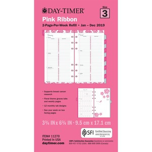 DAYTIMER'S INC. Day-Timer Pink Ribbon 2-page-per-week Planner Refill ...