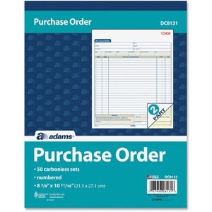 Adams 2-Part Carbonless Purchase Order Book - ABFDC8131 - Shoplet.com