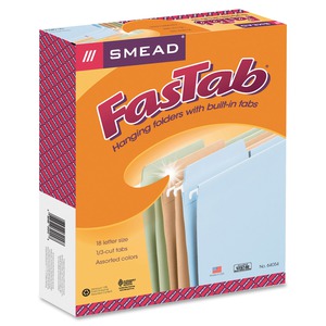 Smead FasTab 1/3 Tab Cut Letter Recycled Hanging Folder - SMD64054 ...