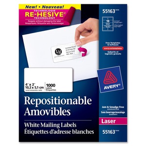 Avery Repositionable Labels, Sure Feed, 2" x 4" , 1,000 Labels (55163 ...