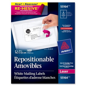 Avery Repositionable Labels, Sure Feed, 3-1/3"x4" , 600 Labels (55164 ...