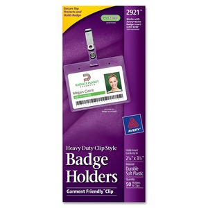 Avery Heavy-Duty Badge Holders with Clips - AVE2921 - Shoplet.com