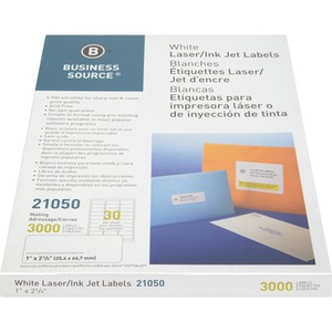 Business Source Bright White Premium-quality Address Labels - BSN21050 ...