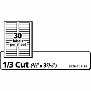 Avery File Folder Labels, 2/3" x 3-7/16" , 1800 White Labels (75366 ...