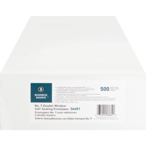 Business Source No. 9 Double Window Invoice Envelopes - BSN36681 ...
