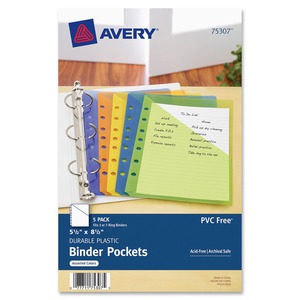 Avery Durable Mini Binder Pockets - For 3-Ring and 7-Ring Binders ...