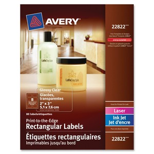 Avery Glossy Clear Labels -Sure Feed Technology - AVE22822 - Shoplet.com