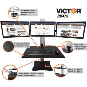 Victor High Rise Electric Triple Monitor Standing Desk - VCTDC475 ...
