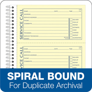 Adams Spiral Bound Service Call Book - ABFSC1155 - Shoplet.com