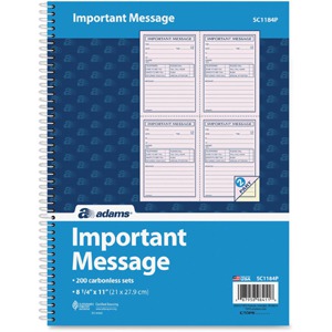 Adams Carbonless Important Message Pad - ABFSC1184P - Shoplet.com