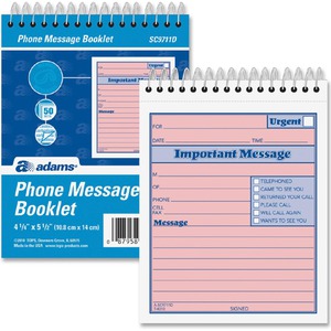 Adams Spiral-bound Phone Message Booklet - ABFSC9711D - Shoplet.com