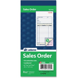 Adams Carbonless 3-part Sales Order Books - ABFTC3705 - Shoplet.com