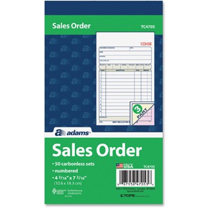 Adams Carbonless 3-part Sales Order Books - ABFTC4705 - Shoplet.com