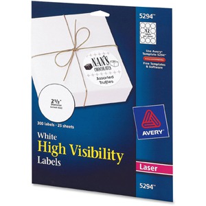 Avery Round Labels, Laser Printers, 2-1/2" , 300 Labels (5294 ...
