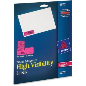 Avery 1" x 2 5/8" Neon Address Labels, Sure Feed, 750 Labels (5970 ...