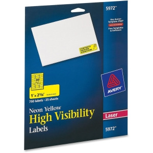 Avery 1" x 2 5/8" Neon Address Labels, Sure Feed, 750 Labels (5972 ...