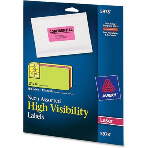 Avery 2"x4" Neon Shipping Labels, Sure Feed, 150 Labels (5978 ...