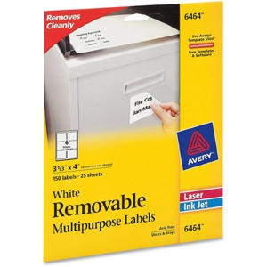 Avery Removable ID Labels, Sure Feed, 3-1/3"? x 4"?, 150 Labels (6464 ...