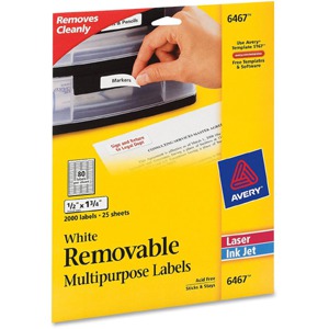 Avery Removable ID Labels, Sure Feed, 1/2"?x1-3/4"?, 2,000 Labels (6467 ...