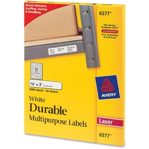 Avery Durable ID Labels, Permanent Adhesive, 5/8" x 3" , 1,600 Labels ...