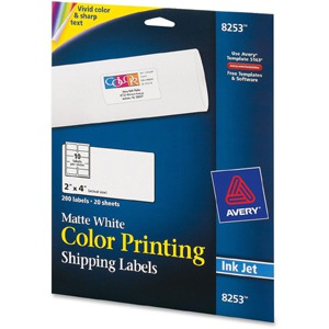 Avery Color Printing Labels, Sure Feed, 2" x 4" , 200 Labels (8253 ...