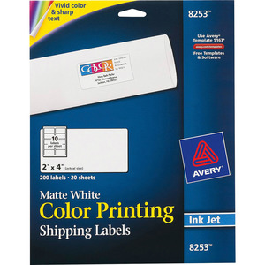 Avery White Shipping Labels, Sure Feed, 2" x 4" , 200 Labels (8253 ...